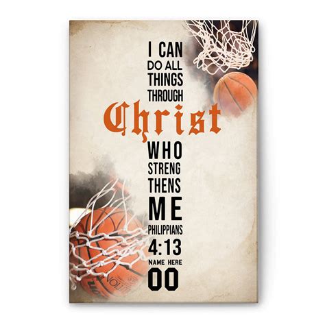 Personalized Basketball Poster And Canvas Bible Verses Philippians 4 13
