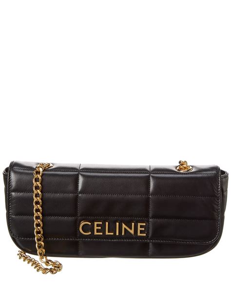 Celine Monochrome Quilted Leather Shoulder Bag In Black Modesens