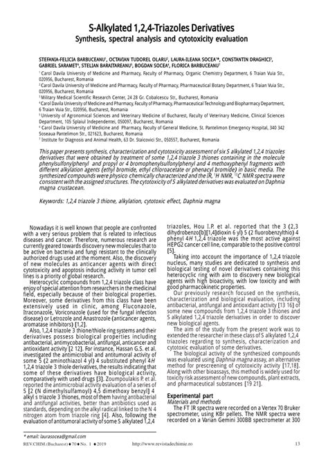 Pdf S Alkylated 124 Triazoles Derivatives Synthesis Spectral