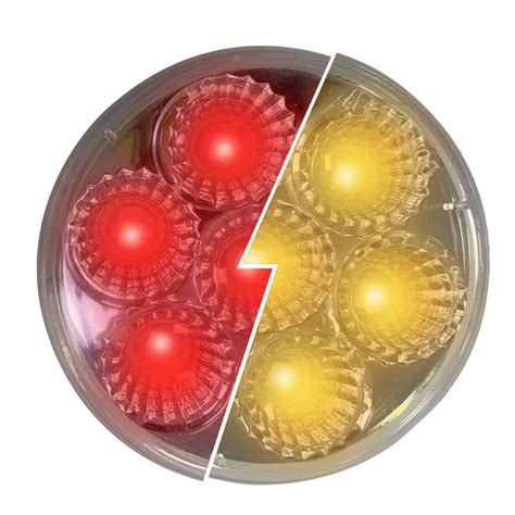 2 12” Round Dual Function Multivoltage Led Lights Red And Ambar Ledc