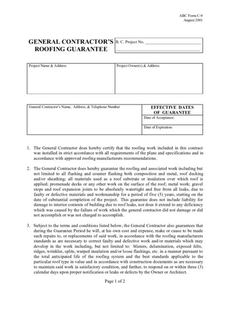 Top 6 Roof Certification Form Templates Free To Download In Pdf Format