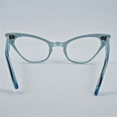 Selecta French Velvet Blue Rhinestone Black Enamel Cat Eyeglass Frames