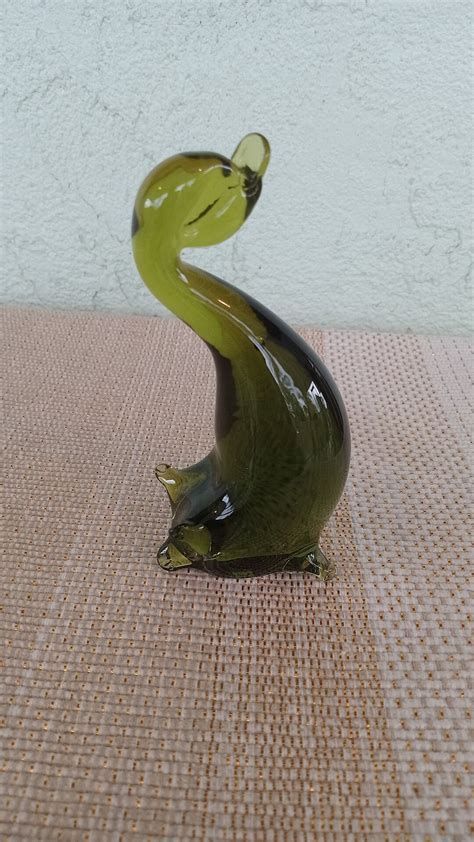 Vintage Glass Duck Figurine Hand Blown Glass Duck Figurine Art Glass