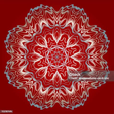 라운드 만다라 색칠 하기 책 인사말 카드 초대장 문신 안티 스트레스 치료 패턴입니다 벡터 일러스트입니다 실버 레드 색상 0명에 대한 스톡 벡터 아트 및 기타 이미지 Istock