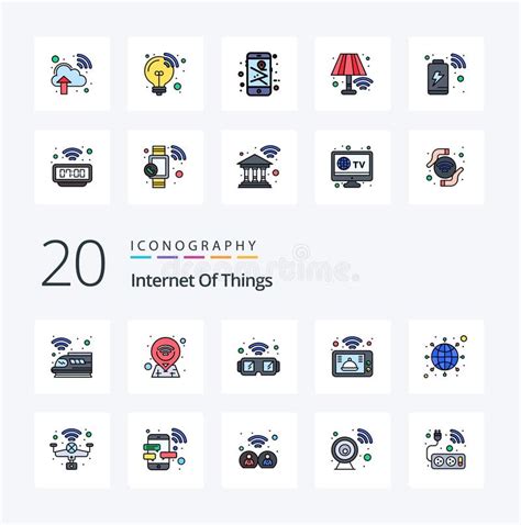 20 Internet Of Things Line Filled Color Icon Pack Like World Global Device Technology Microwave