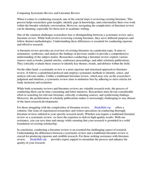 Systematic Review Vs Literature Review Pdf Systematic Review Meta Analysis