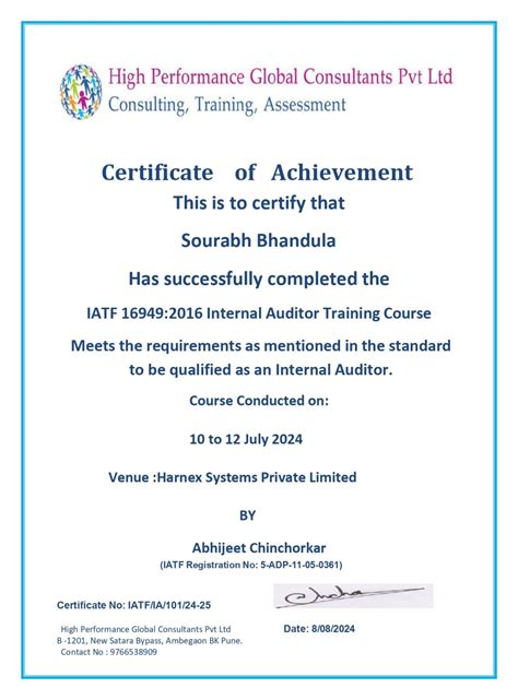 Sourabh Bhandula On Linkedin Iatf Internalaudit Certification Qualitymanagement…