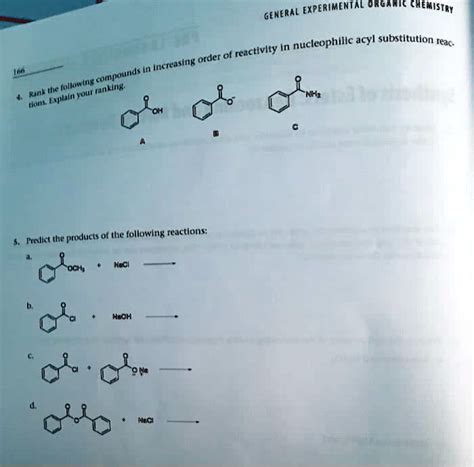 General Experimental Organic Chemistry 166 4 Rank The Following Compounds In Increasing Order