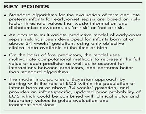 Early Onset Sepsis A Predictive Model Based On Maternal Ris