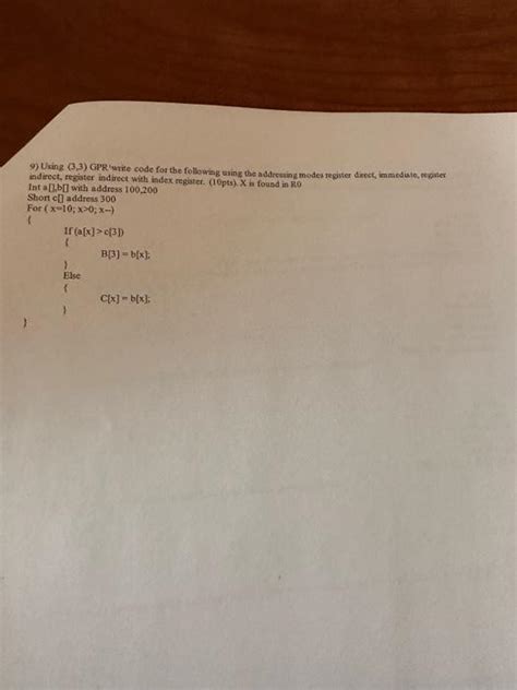 Solved 9 Using 33 Gprwrite Code For The Following Using