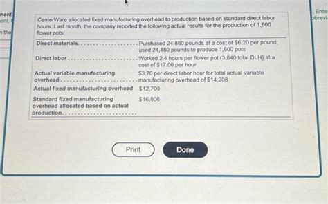 Solved Standard Price And Volume Requirements Chegg