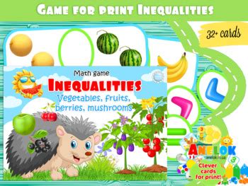 Math Game Inequalities Vegetables Fruits Berries Mushrooms TPT