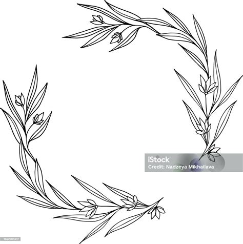 장식적인 야생화 나뭇잎과 꽃 윤곽선이 있는 정사각형 꽃 프레임 손으로 그린 흑백 벡터 일러스트레이션 결혼식 초대장과 카드 로고 디자인과 포스터 템플릿 문신 검은색에 대한