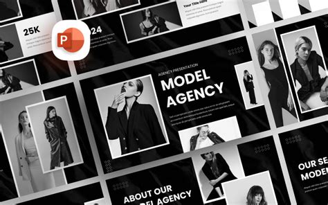 Черно белое модельное агентство Шаблоны презентаций Powerpoint