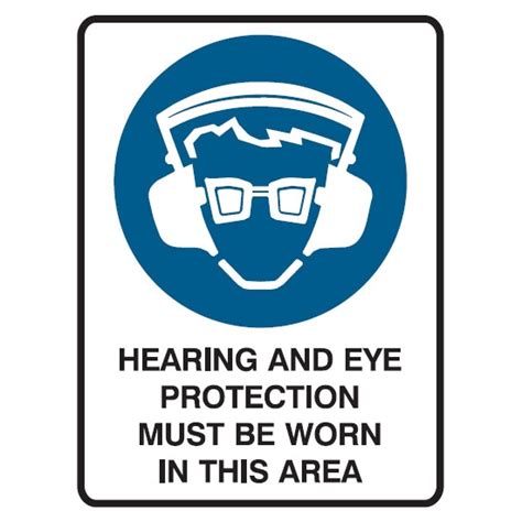 Hearing And Eye Protection Must Be Worn Area Sign Metal 600 X 450