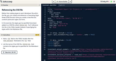 Solved L Datacamp P Daily Xp O Referencing The Css File