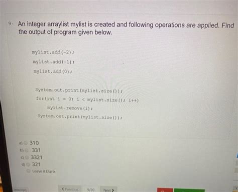 Solved 9 An Integer Arraylist Mylist Is Created And