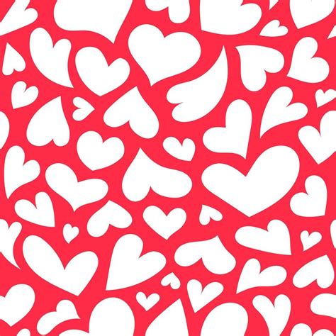 Hearts Red And White Pattern Cute Seamless Background Illustrated