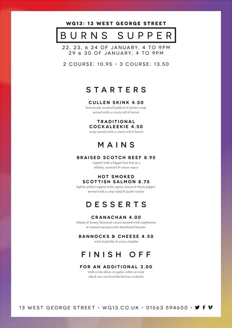 Burns Supper Menu Template Williamson
