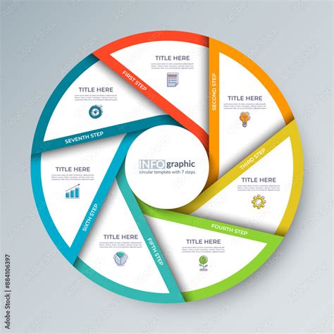 infographic circular diagram with 7 options multi step process chart