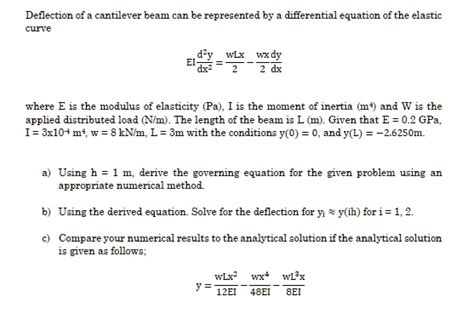 Solved Deflection Of A Cantilever Beam Can Be Represented By A
