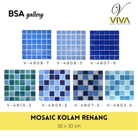 Jual Keramik Mosaic Kolam Renang Mosaic Tile Biru Glossy Mozaik