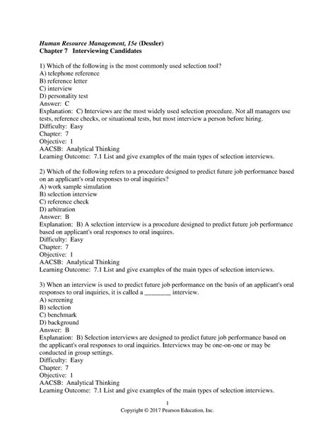 Chapter 07 Mcq 1 Human Resource Management 15e Dessler Chapter 7