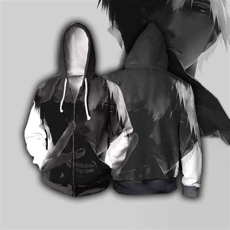 Ken Kaneki Hoodie Mask Contrast Hoodie Tokyo Ghoul Zip Up Hoodie Jac