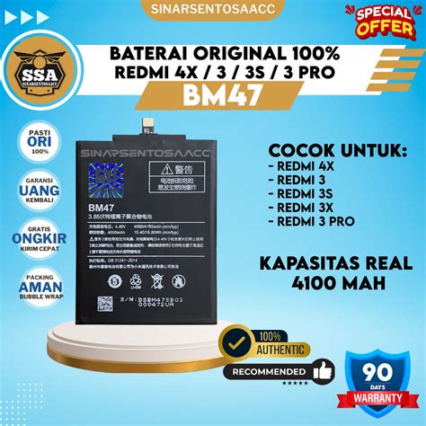 Jual Baterai Original 100 Redmi 4x 3 3s 3x 3 Pro BM47 BM 47 Ori HP Batrai Battery Batrei Batre