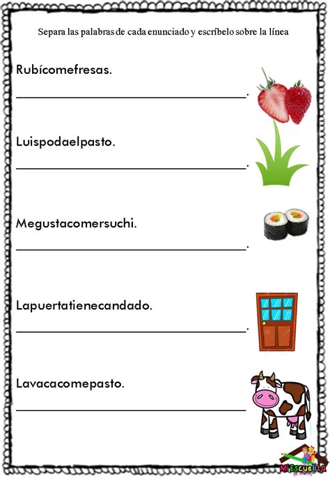 Ejercicios De Separar Oraciones