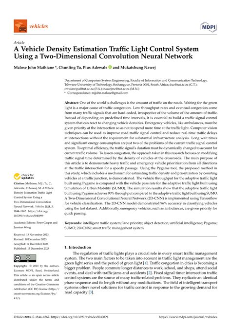 Pdf A Vehicle Density Estimation Traffic Light Control System Using A