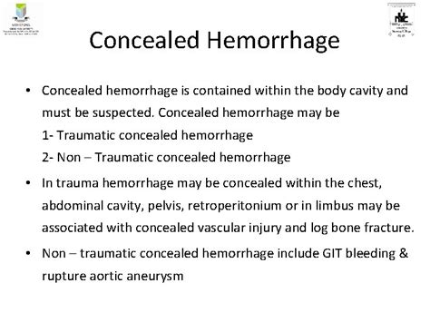 Hemorrhage Hemorrhage Hemorrhage Abnormal Internal Or External Loss
