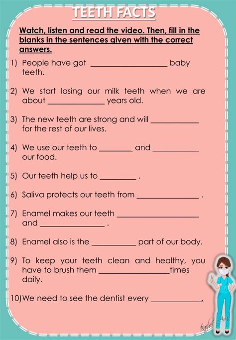 Teeth Facts Worksheet Online Exercise For Live Worksheets