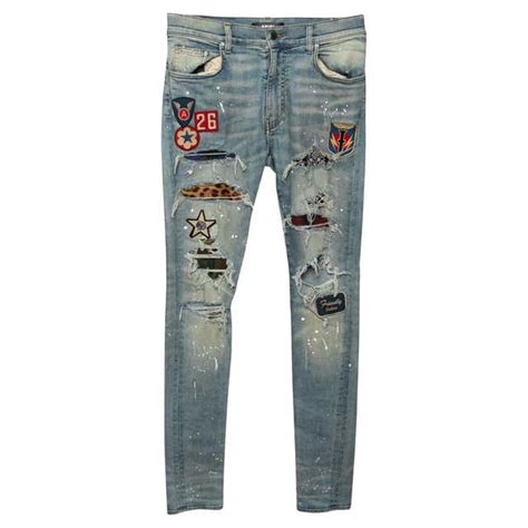 Amiri Black Distressed Denim Slim Fit Jeans M For Sale At 1stdibs