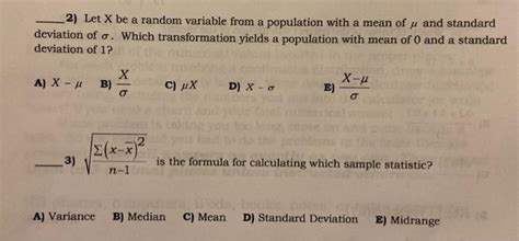 Solved 2 Let X Be A Random Variable From A Population With