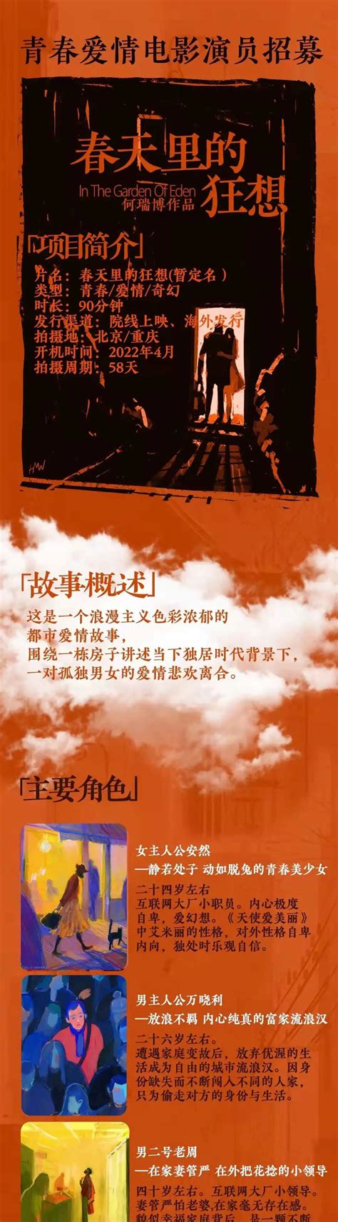 演员社群组讯041： 北京、重庆 院线爱情电影《春天里的狂想》影视工业网 幕后英雄app