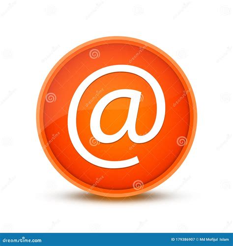 Email Address Icon Isolated On Orange Glassy Round Button Abstract