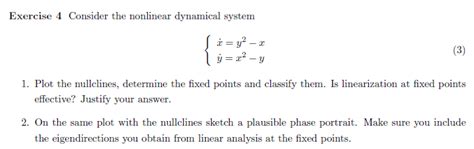 Solved Exercise 4 Consider The Nonlinear Dynamical System