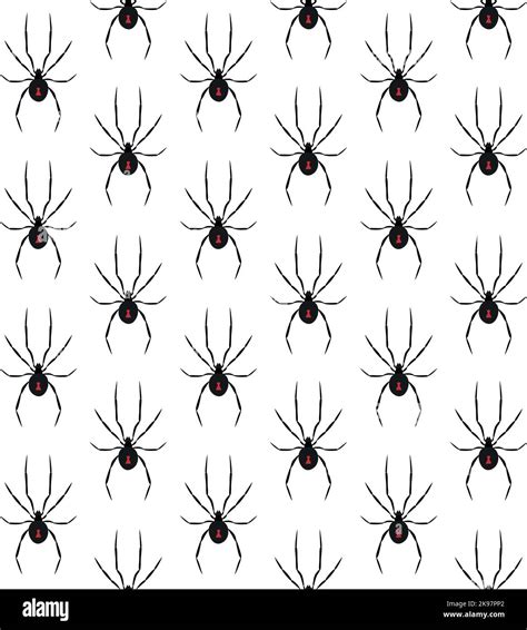 Vector Seamless Pattern Of Flat Hand Drawn Spider Isolated On White