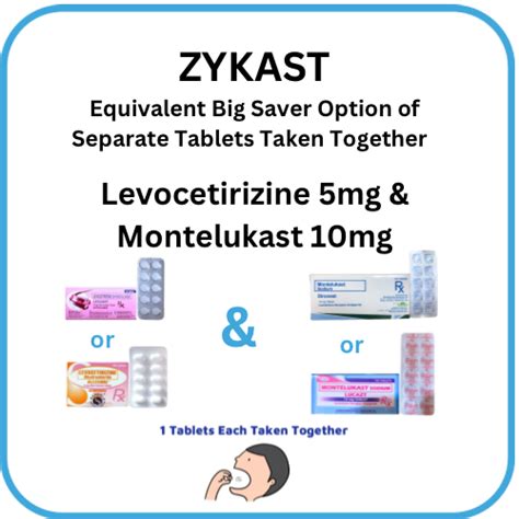 Zykast Levocetirizine Montelukast 5mg 10mg Tablet X 1 Xalmeds