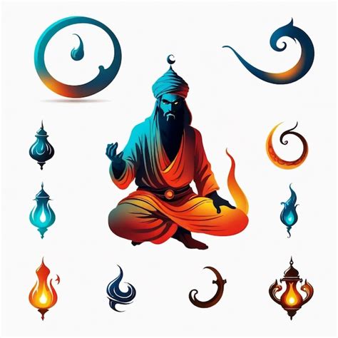 Djinn Vector Set White Background Isolated A High Qua Premium Ai