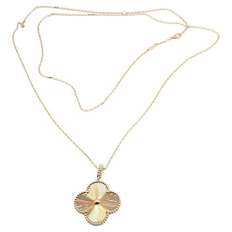 Van Cleef And Arpels Magic Alhambra Guilloché 1 Motif Pendant Long Necklace At 1stdibs Van