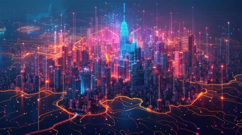 Smart City With Abstract Dots And Gradient Lines In Big Data Concept