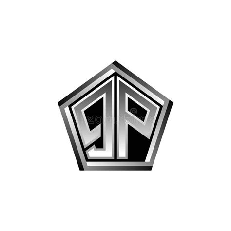 QP Logo Monogram Silver Geometric Modern Design Stock Vector