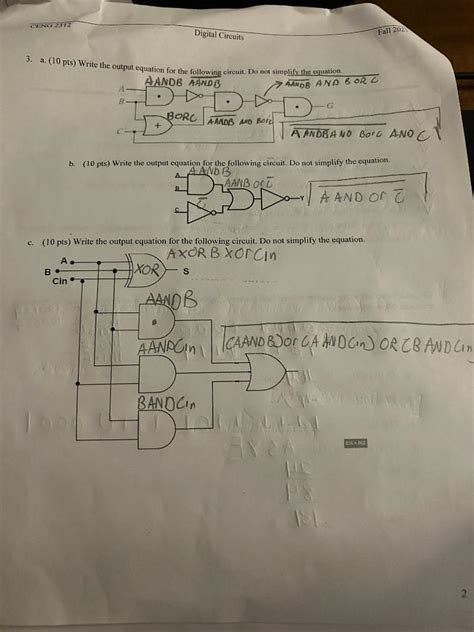 Solved 3 A 10pts Write The Output Equation For The Chegg