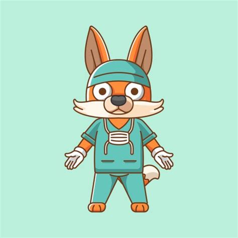 Cute Bear Doctor Medical Personnel Chibi Vector Image