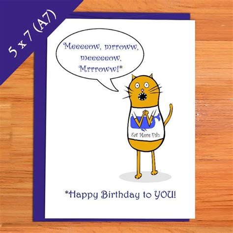 Happy Birthday Card Cat Singing Happy By Katmariacastudio On Etsy