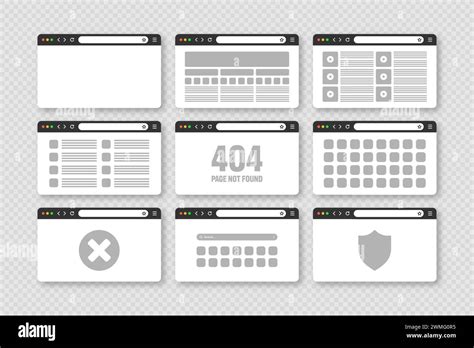web browser window pages layout with toolbar and search field modern