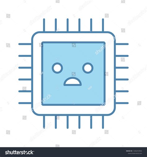 Sad Processor Color Icon Bad Cpu Stock Vector Royalty Free 1200253954
