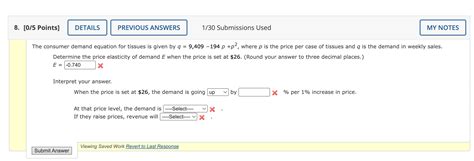 Solved Points Submissions Used The Consumer Demand Chegg Com